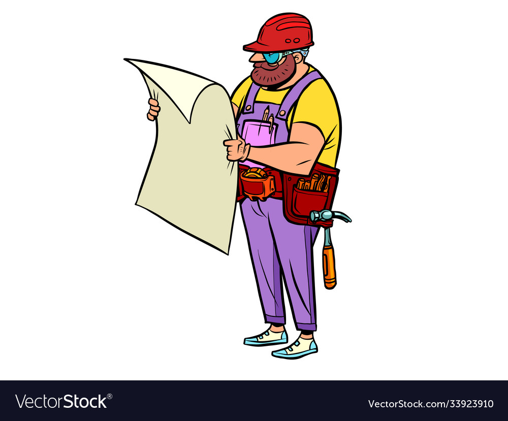 Architect builder with a plan Royalty Free Vector Image