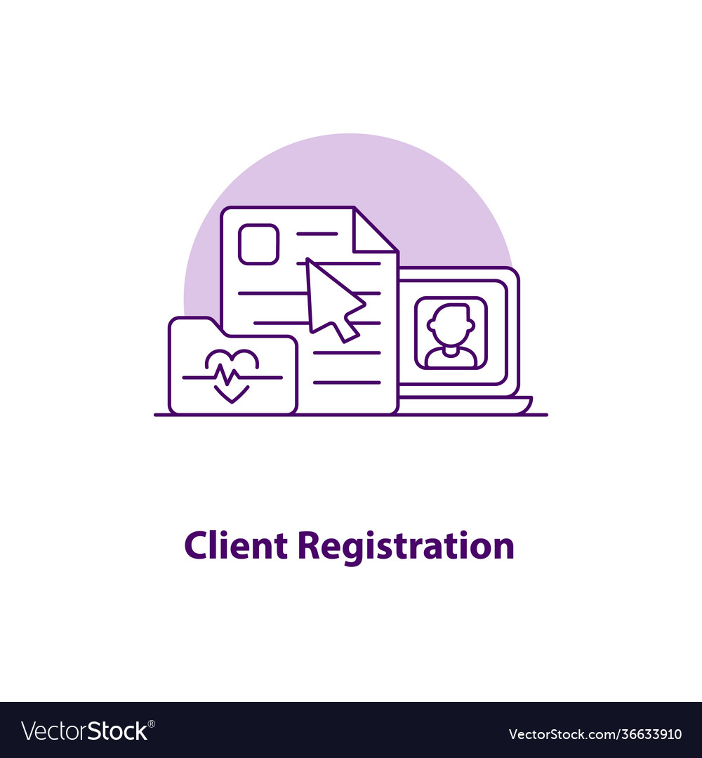 Client registration creative ui concept icon Vector Image