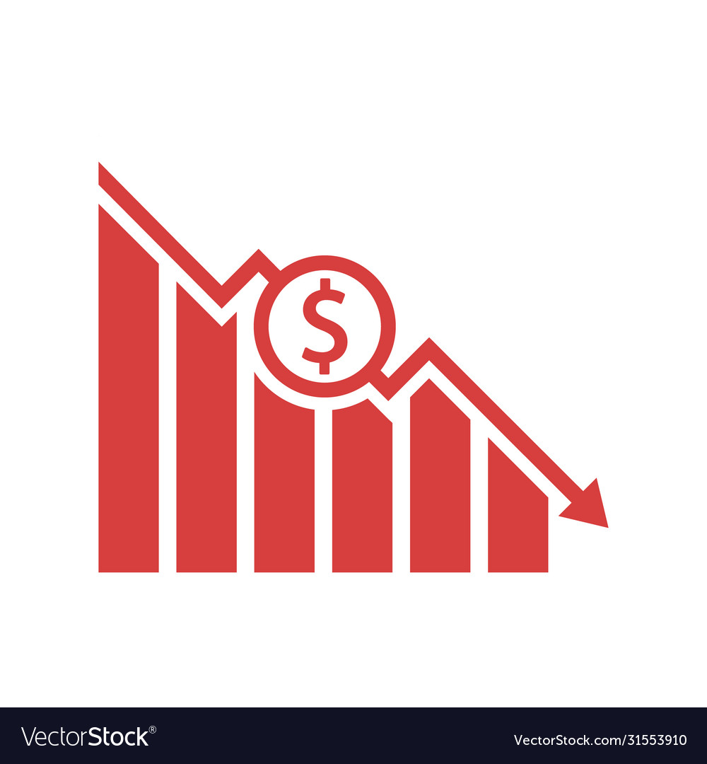 Dollar fall icon design flat Royalty Free Vector Image