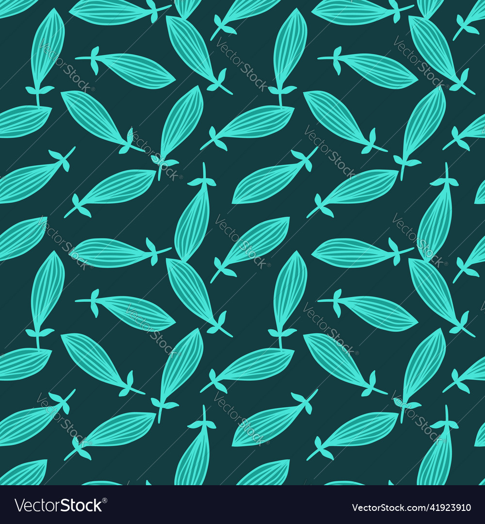 Exotic Outline Leaves Seamless Pattern Nature Vector Image
