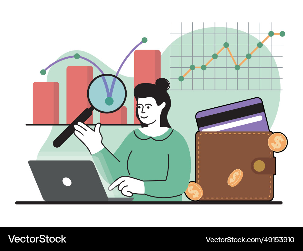 Girl studies business Royalty Free Vector Image