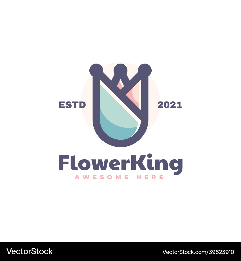 Logo flower king simple mascot style Royalty Free Vector