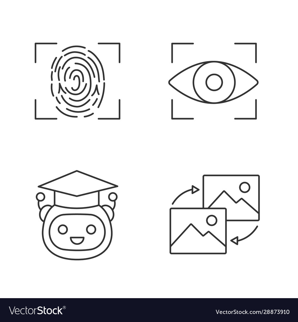 Machine learning linear icons set Royalty Free Vector Image Machine learning linear icons set Royalty Free Vector Image