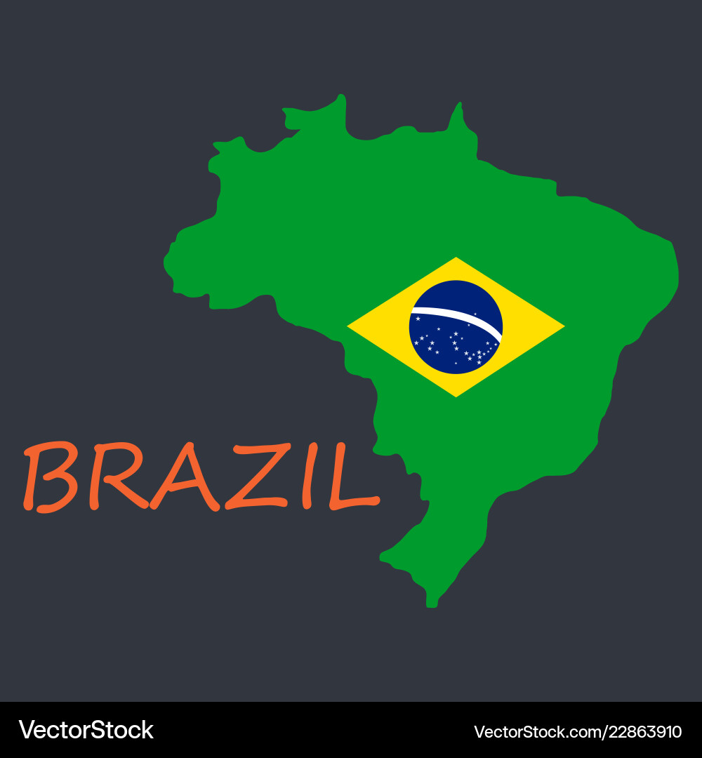 Map of brasil icon flat for web on yellow Vector Image