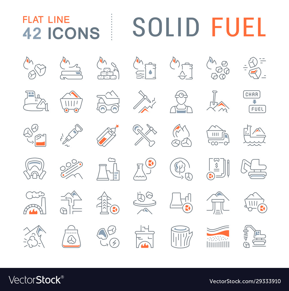 Set line icons solid fuel Royalty Free Vector Image