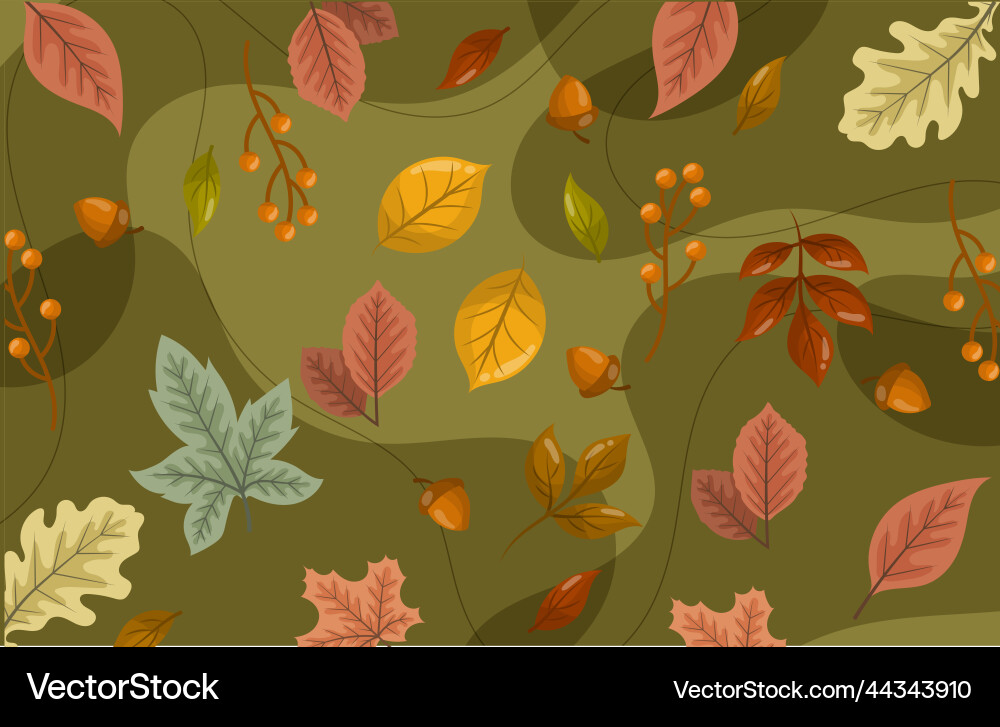 Trendy colorful autumn leaves pattern Royalty Free Vector