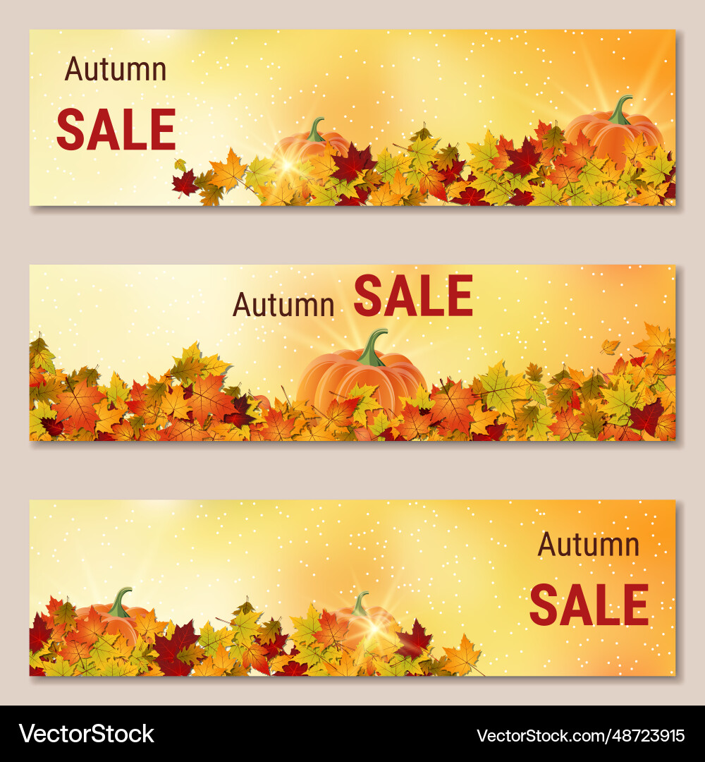 Autumn style horizontal banners collection Vector Image