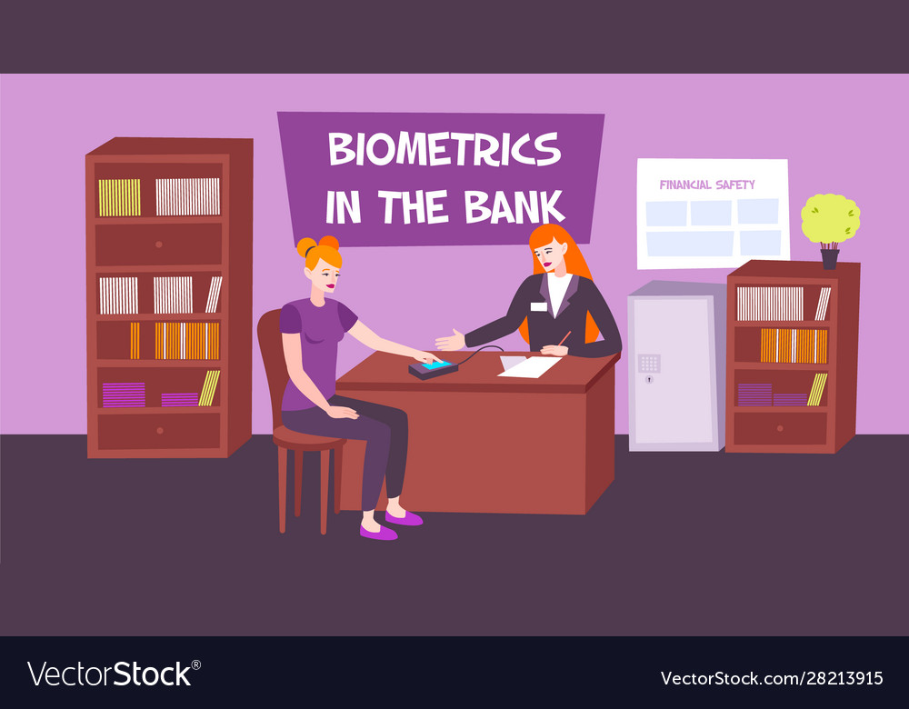 Biometric Banking Authentication Composition Vector Image