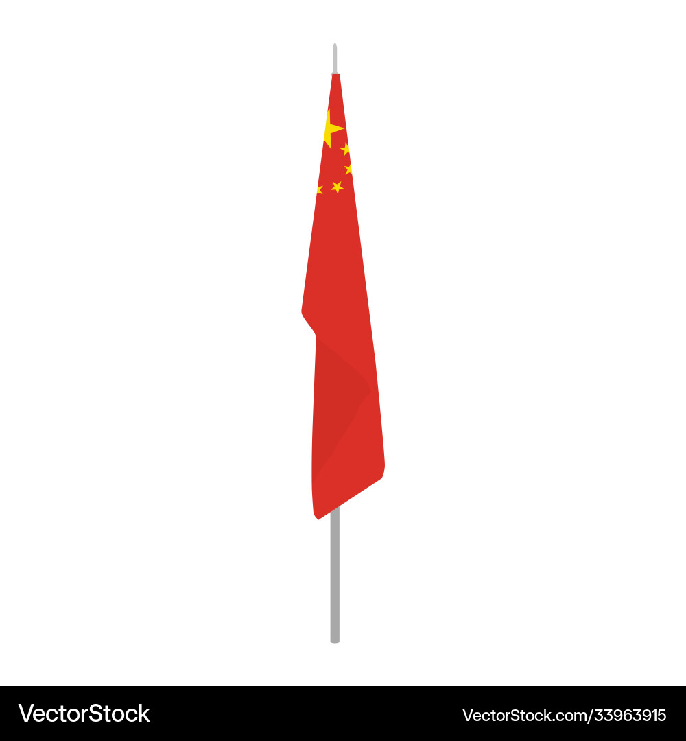Chinese flag on stand stick china Royalty Free Vector Image