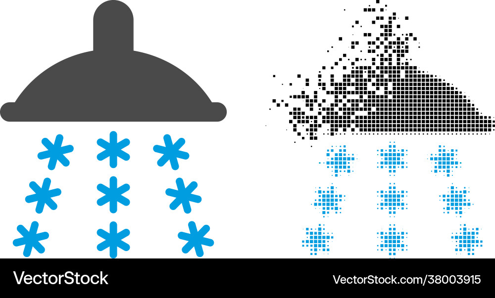 Destructed dotted and original snow shower icon Vector Image