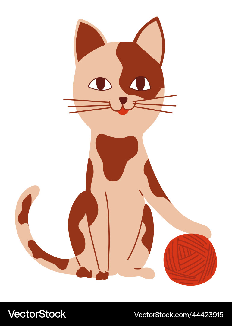 Doodle cat cute and funny pet Royalty Free Vector Image