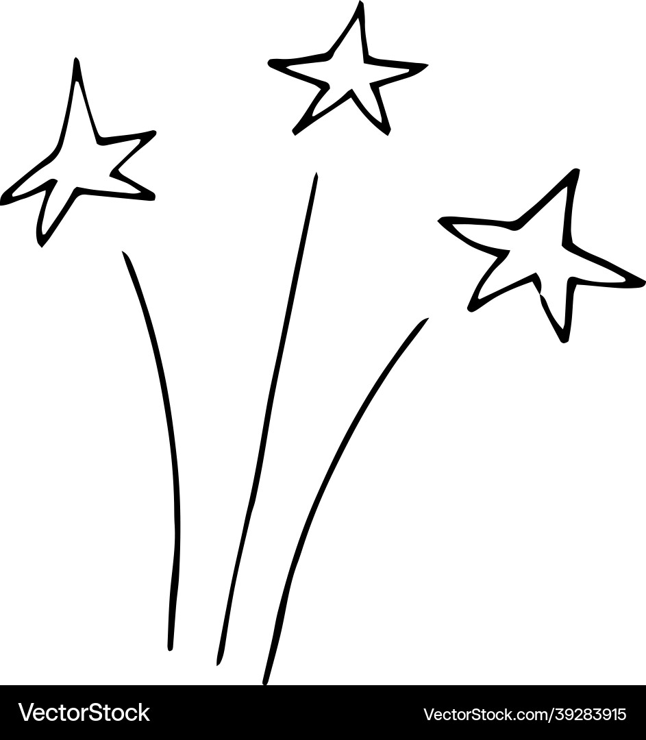 Fireworks hand drawn doodle minimalism Royalty Free Vector