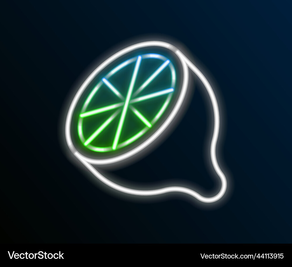 Glowing neon line lemon icon isolated on black Vector Image