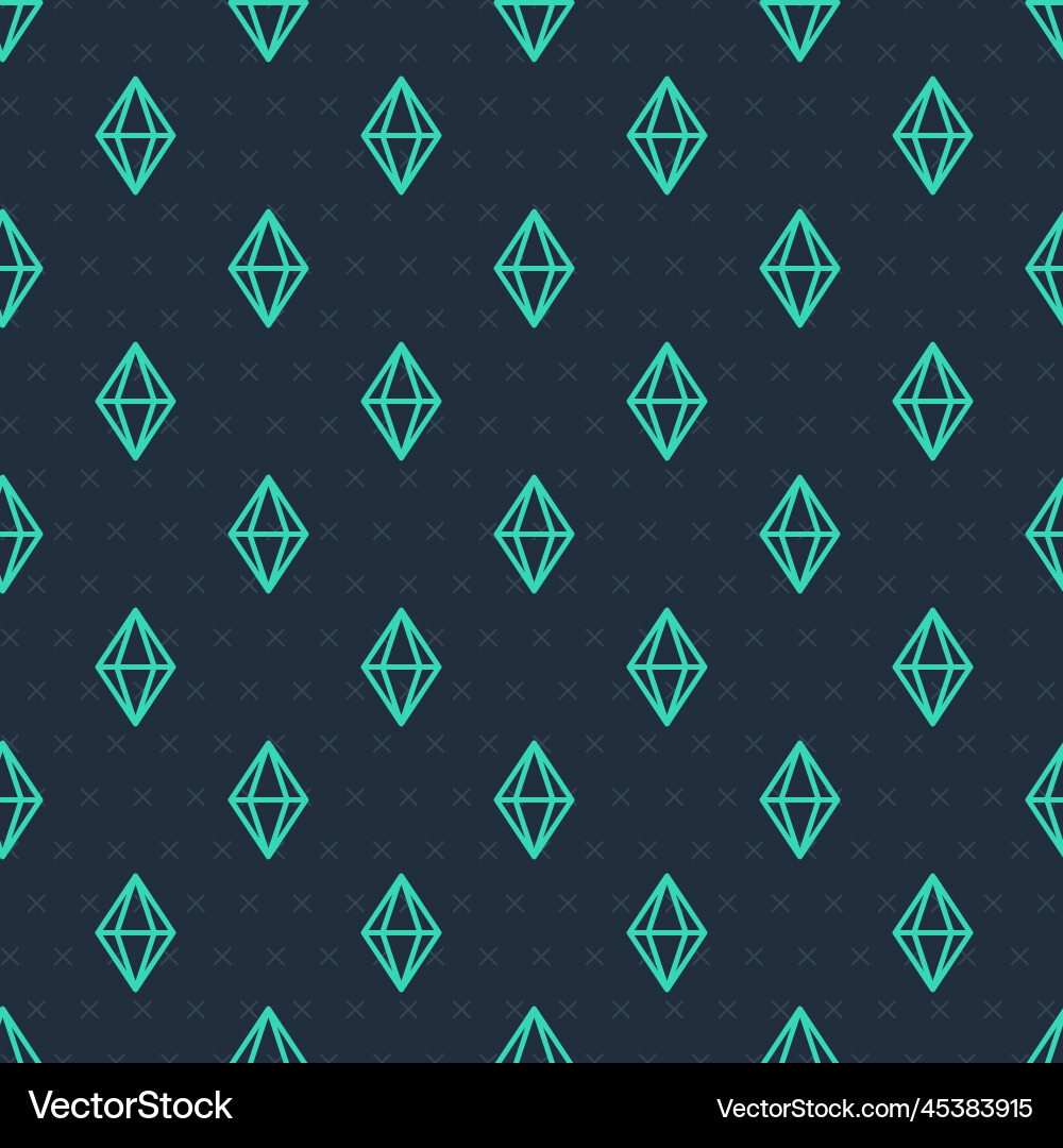 Green line gem stone icon isolated seamless Vector Image