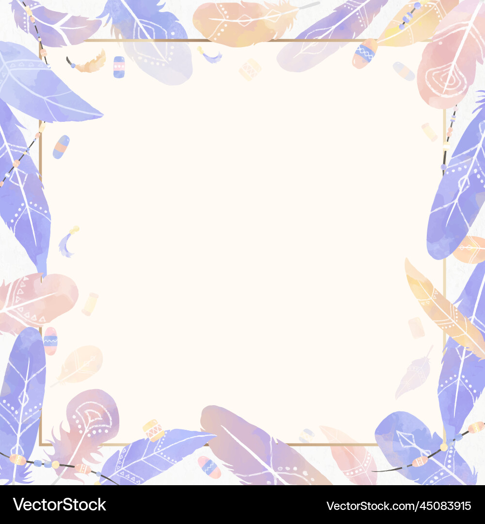 Hand drawn feather frame bohemian style Royalty Free Vector