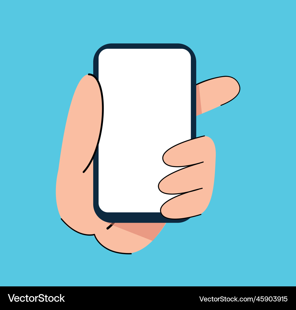 Hand holding smartphone cartoon doodle Royalty Free Vector