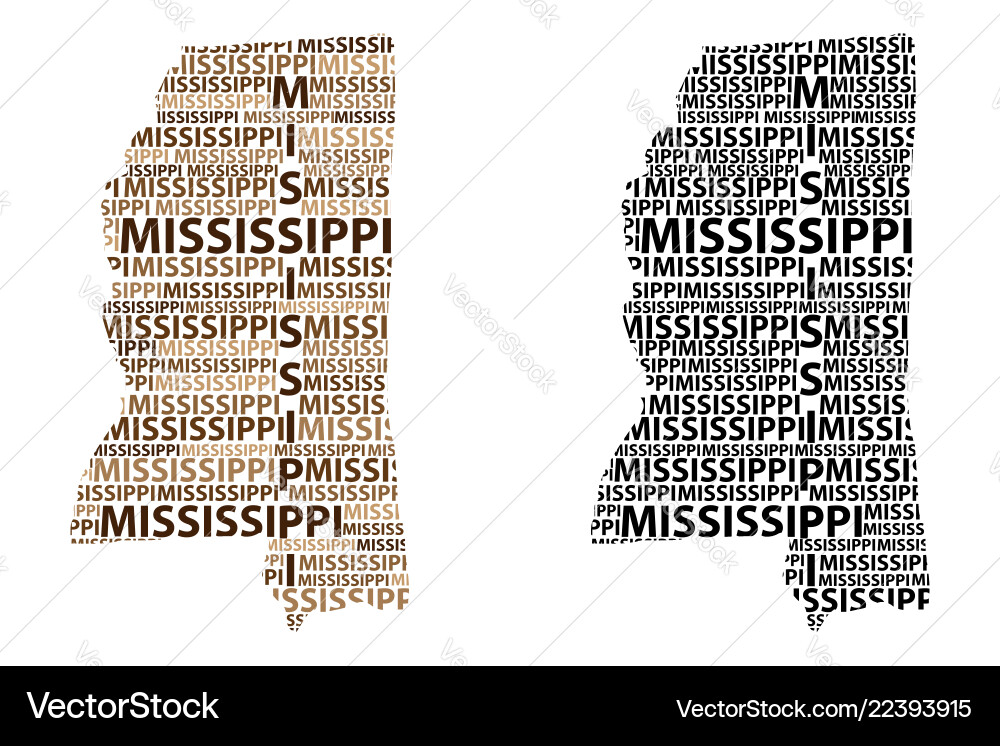 Map of mississippi Royalty Free Vector Image - VectorStock