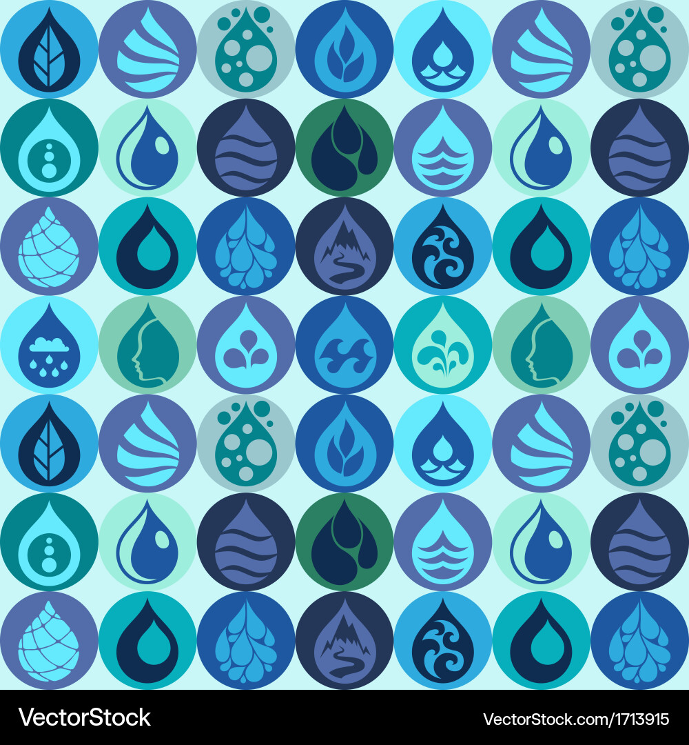 Seamless pattern with water icons in flat design Vector Image