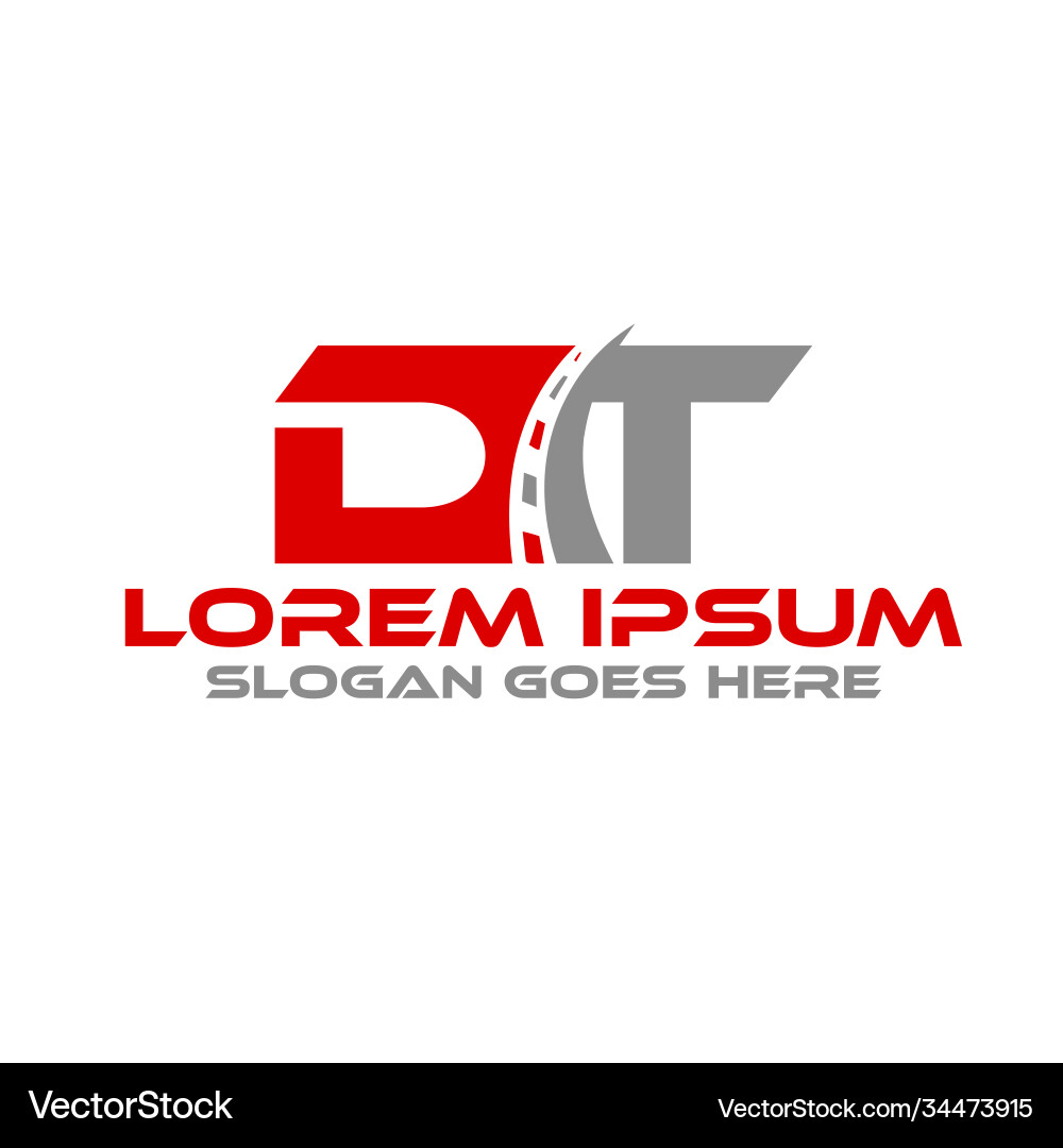 Transportation road dt logo design Royalty Free Vector Image