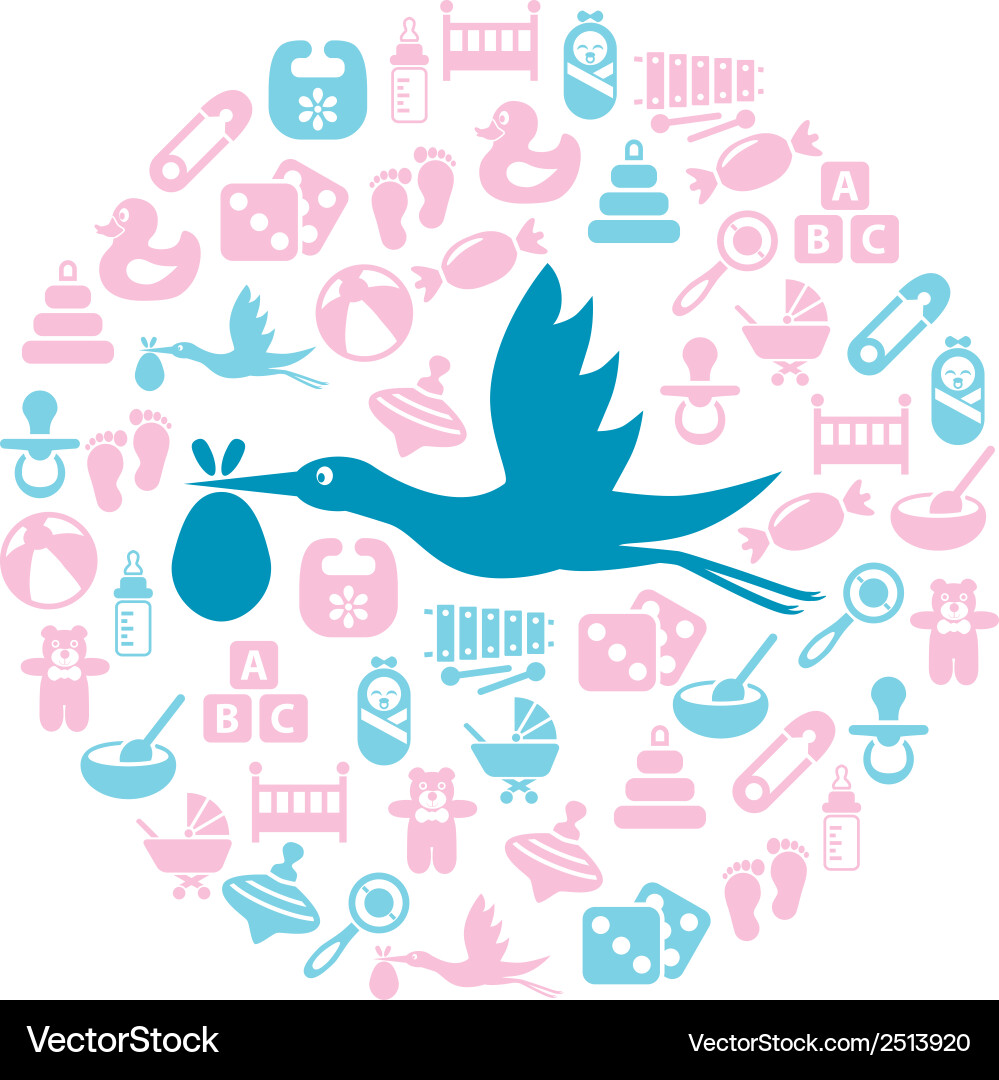 Baby icons in circle Royalty Free Vector Image