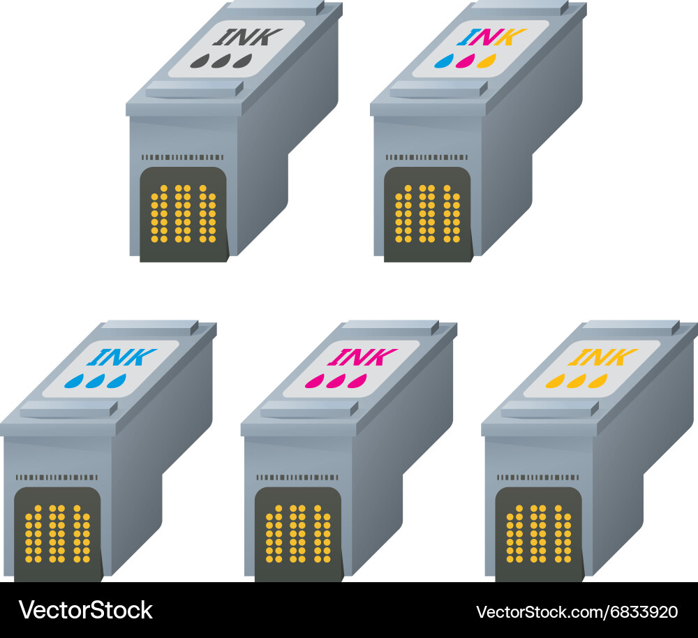 Cmyk ink cartridges in isometric Royalty Free Vector Image