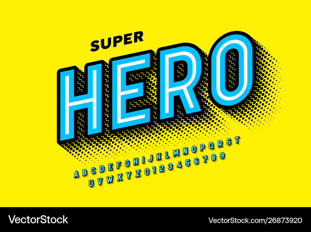 Comics super hero style font alphabet letters and Vector Image