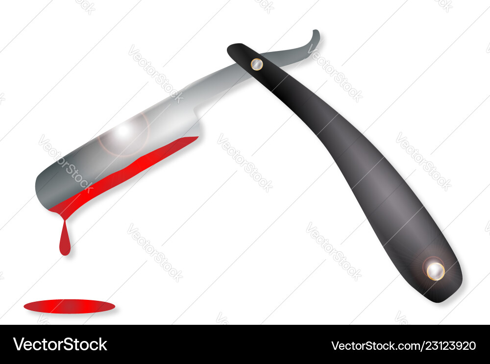 Cut throat razor with blood Royalty Free Vector Image