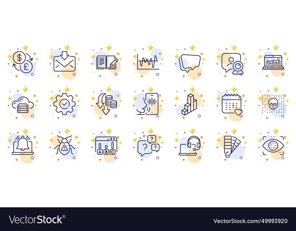 Outline set of execute cyber attack and voicemail Vector Image
