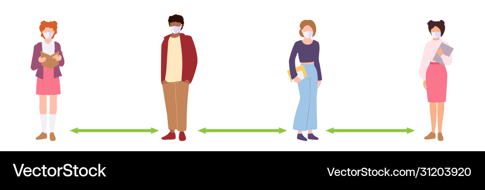 People keep social distance masked student Vector Image