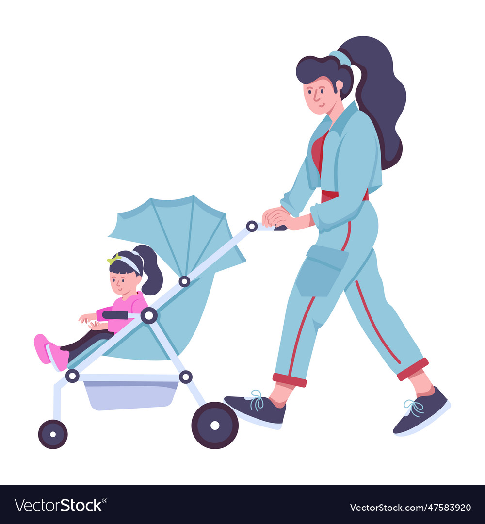 Pushing stroller Royalty Free Vector Image - VectorStock