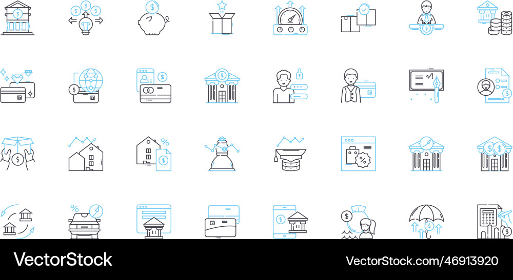Risk protection linear icons set insurance Vector Image