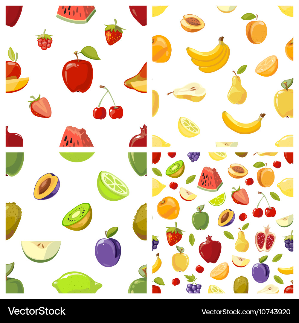 Set of fruits seamless patterns Royalty Free Vector Image