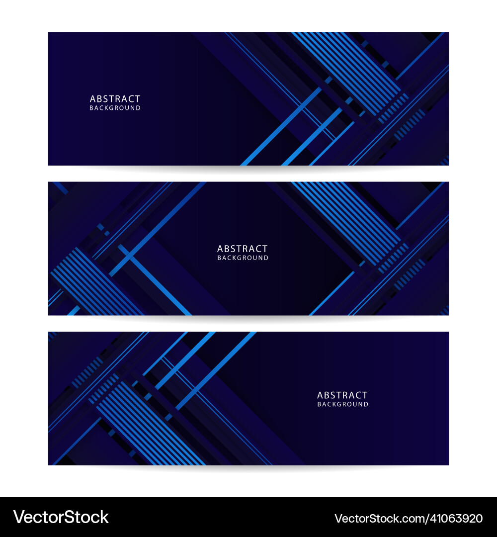 Set of modern 3d abstract gradient dark navy blue Vector Image