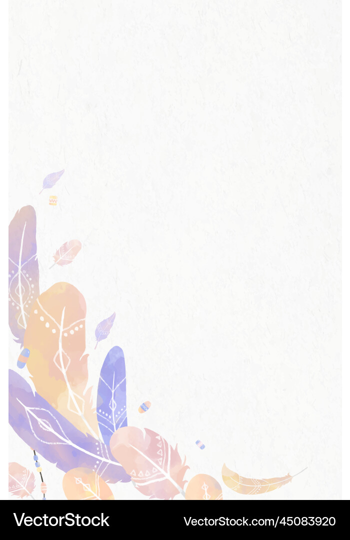 Watercolor feather side border bohemian style Vector Image