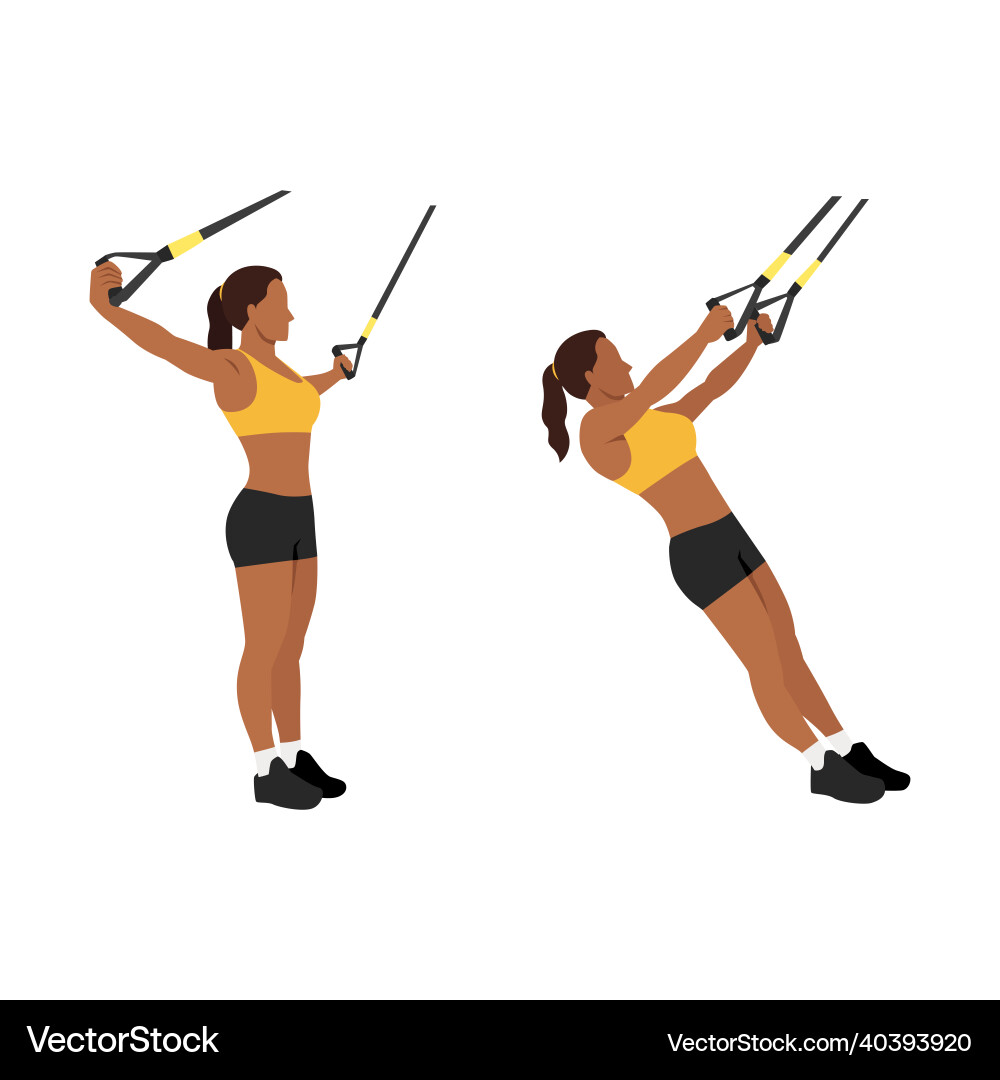 Woman doing trx suspension strap t flyes exercise Vector Image