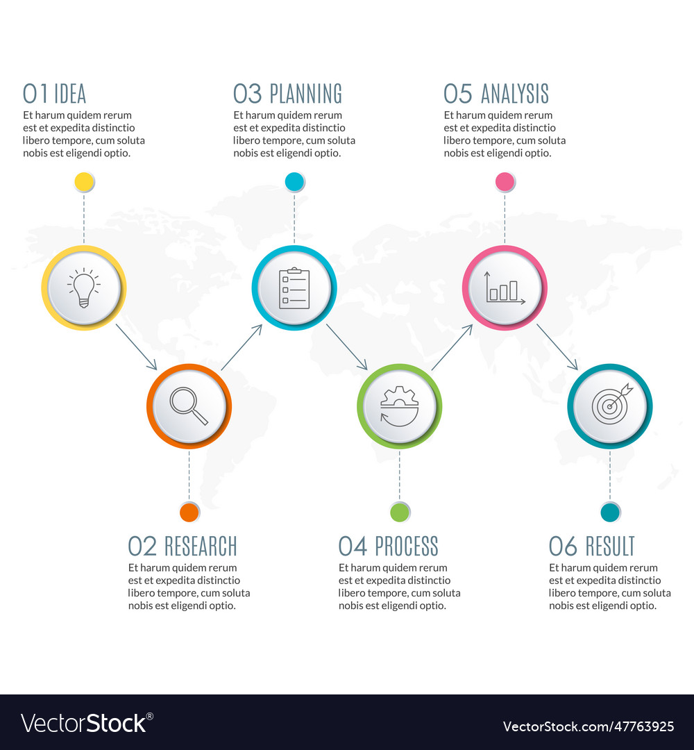 6 steps infographic design template for diagram Vector Image