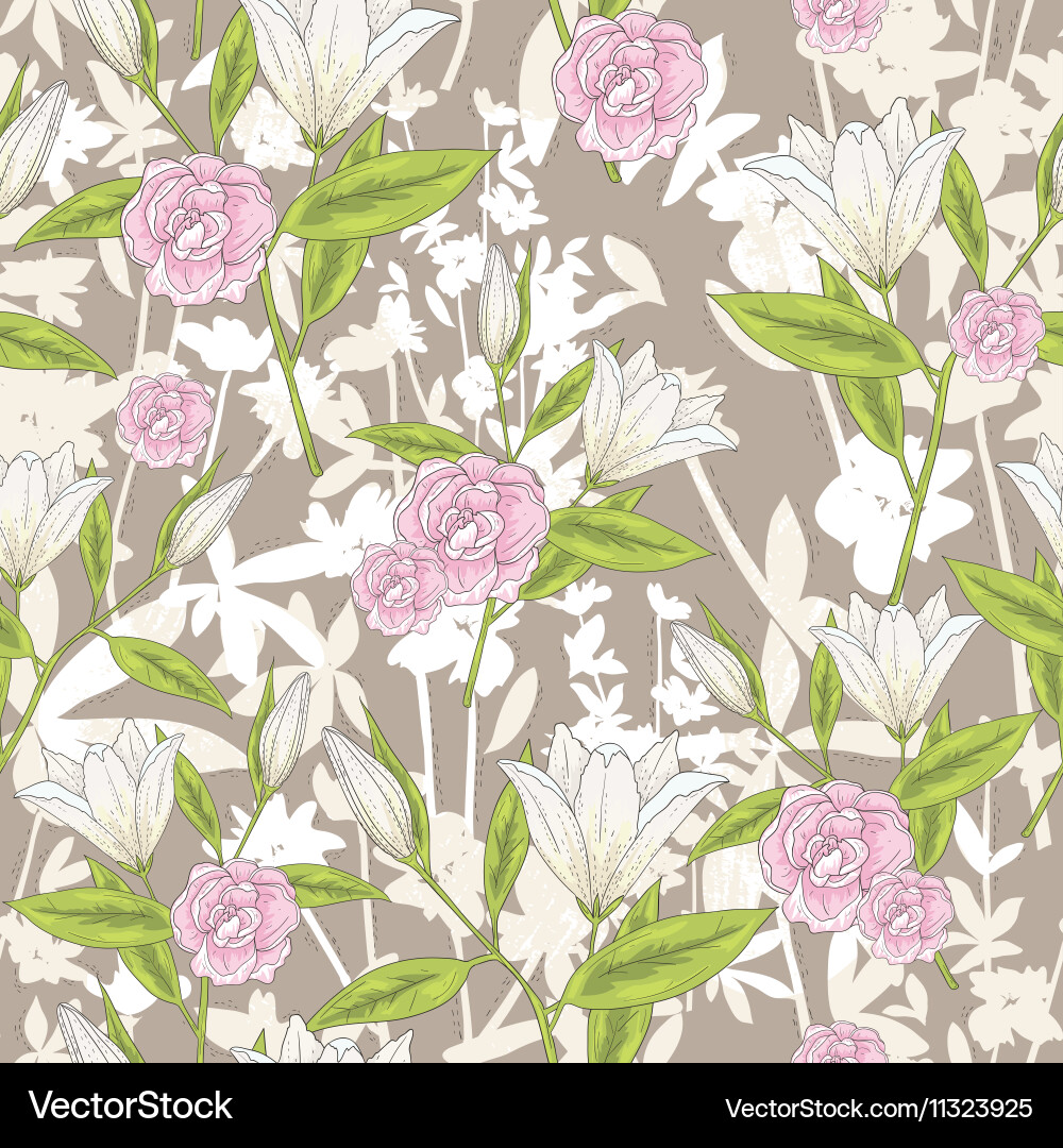 Background with lilly flowers and roses Royalty Free Vector
