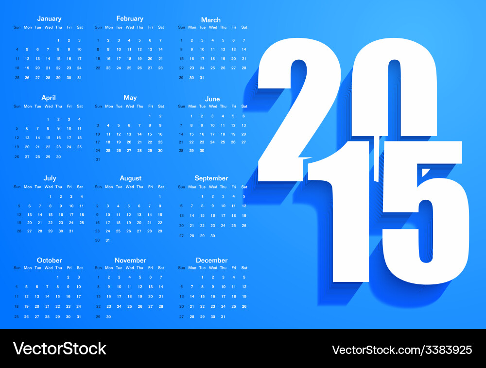 Blue 2015 calendar Royalty Free Vector Image - VectorStock
