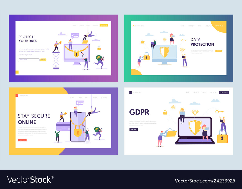 Data center security concept landing page Vector Image
