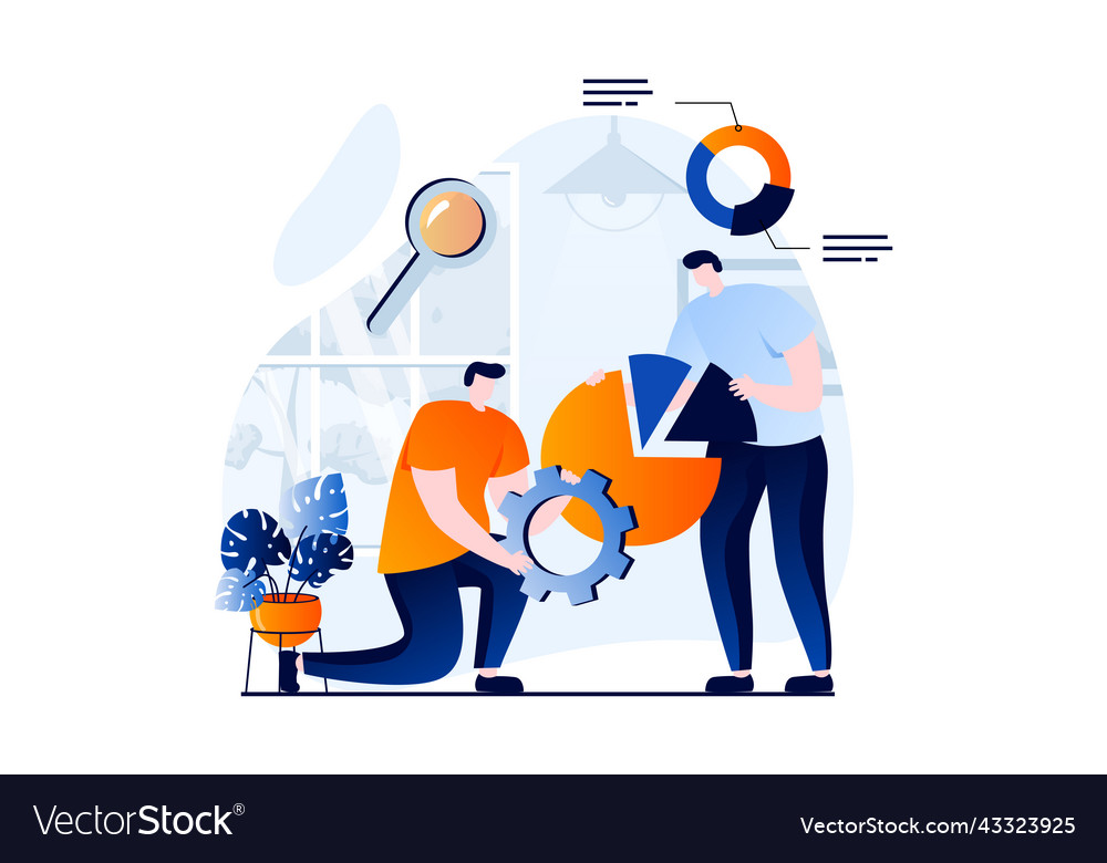 Data science concept with people scene in flat Vector Image