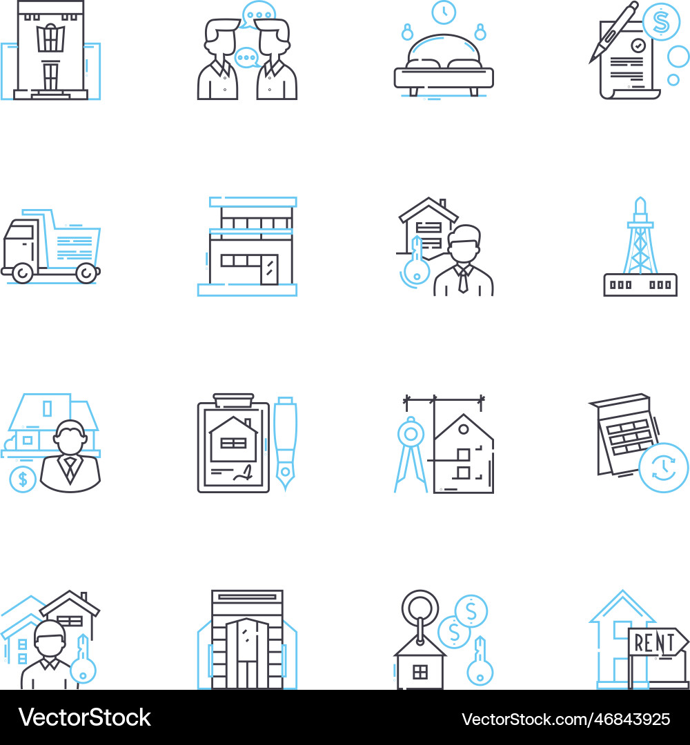 Land linear icons set terrain soil earth Vector Image