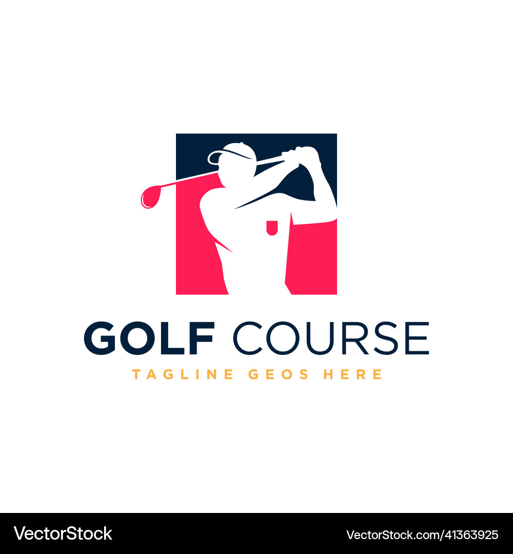 Men golf sport logo design Royalty Free Vector Image