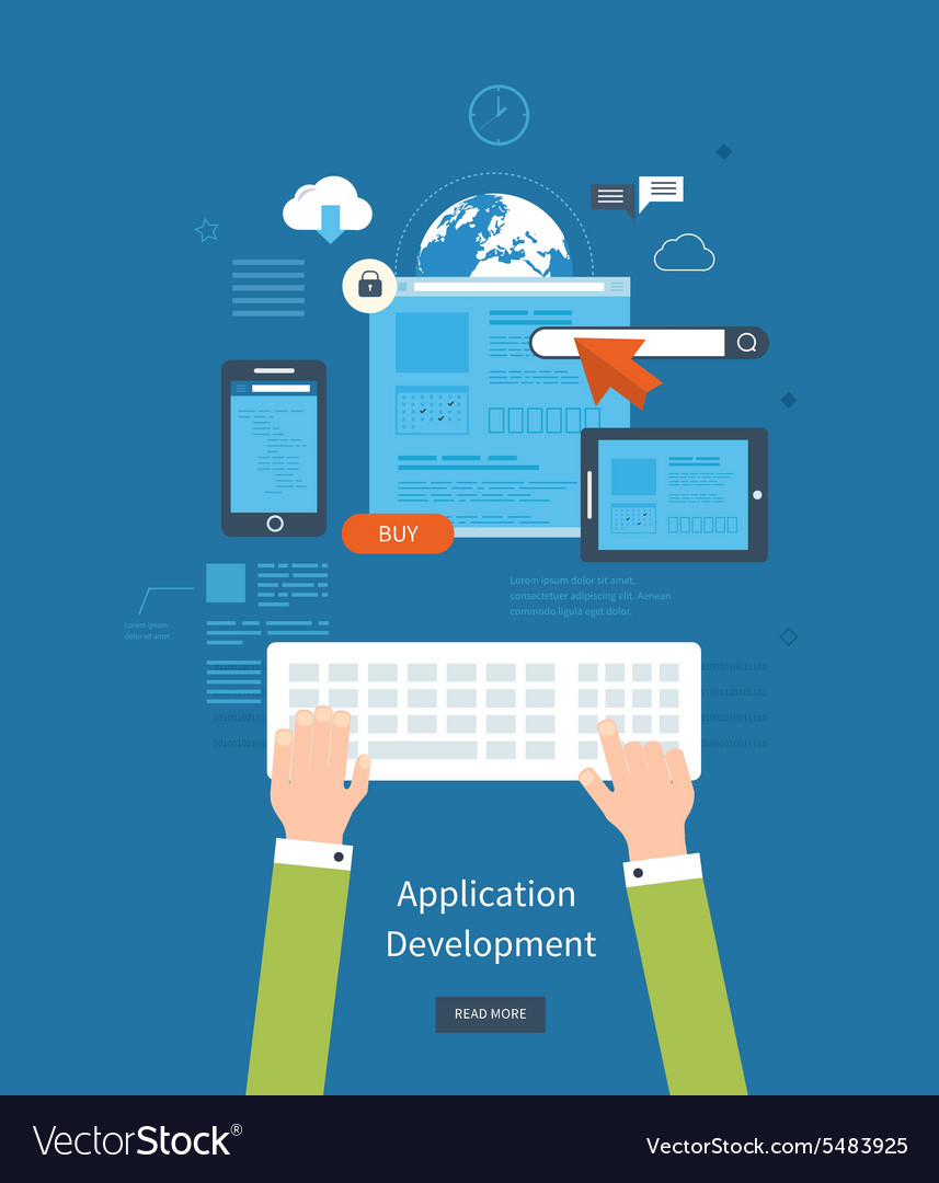 Modern flat design application development concept