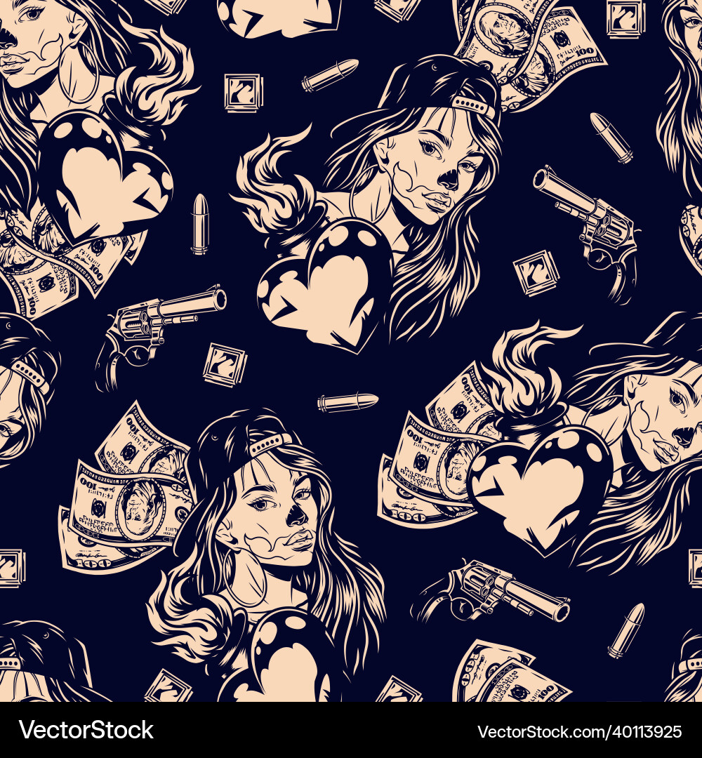 Money monochrome vintage seamless pattern Vector Image