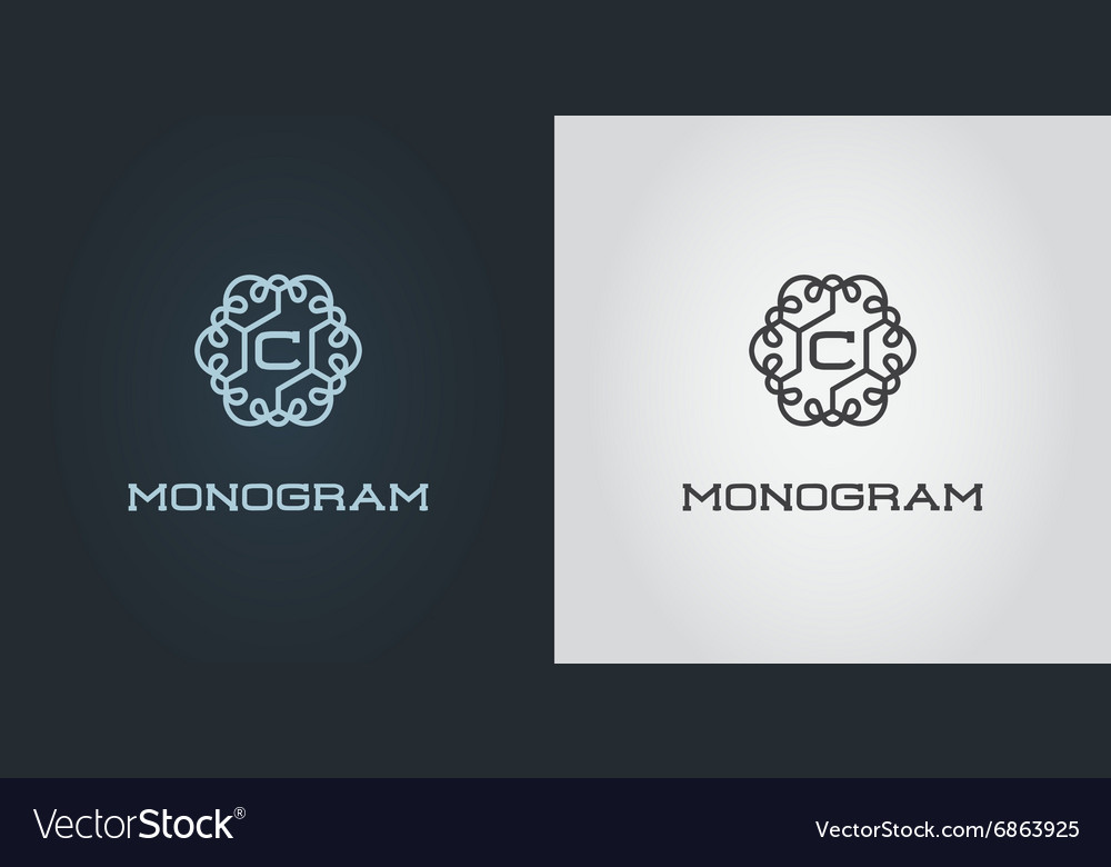 Set compact monogram design template Royalty Free Vector
