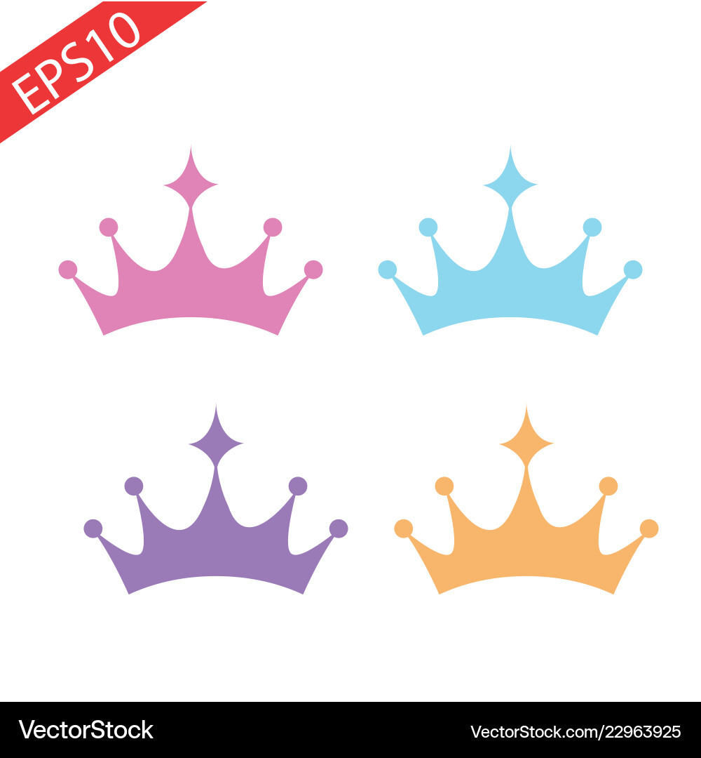 Set princess crowns tiara isolated on white Vector Image