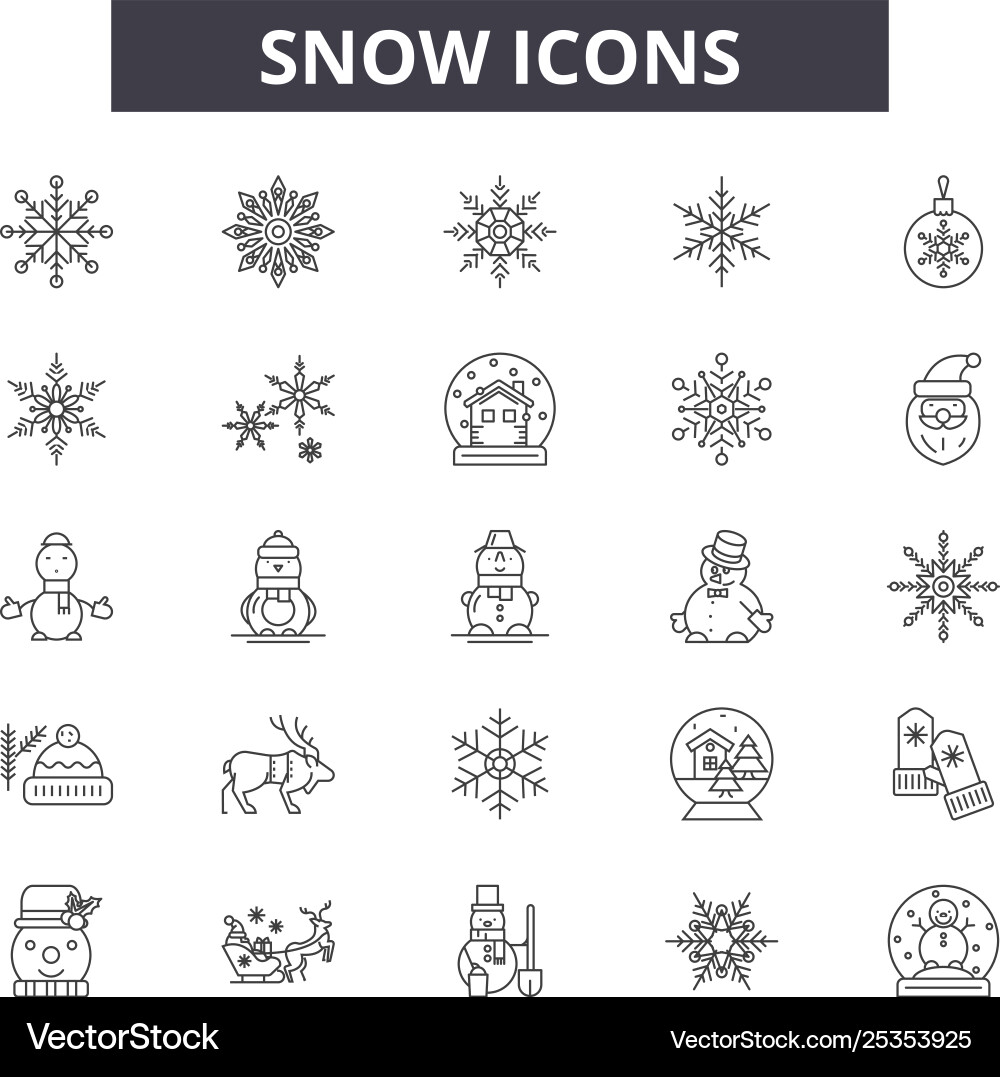Snow line icons signs set linear concept Vector Image