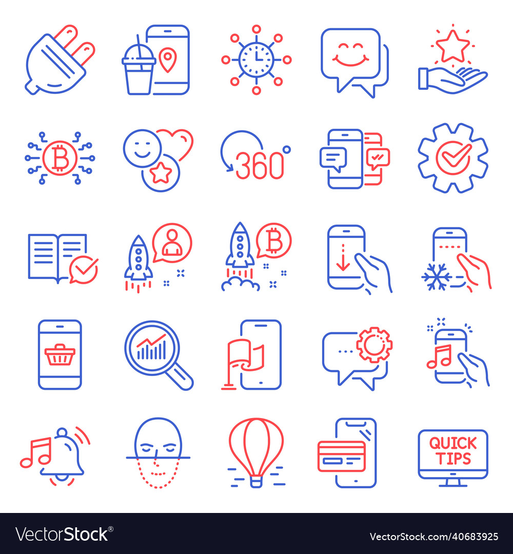 Technology icons set included icon as approved Vector Image