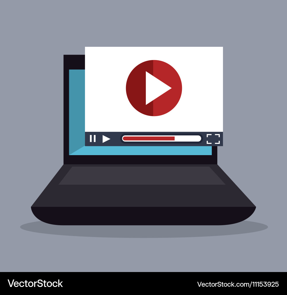 Video player laptop education online design Vector Image