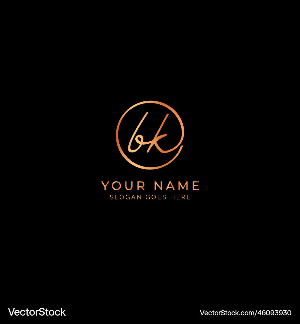 B k bk initial letter handwritten signature logo Vector Image